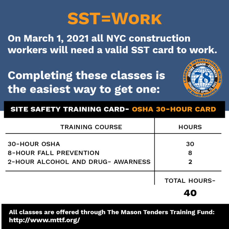 Site Safety Training (SST) Update - Laborers Local 78