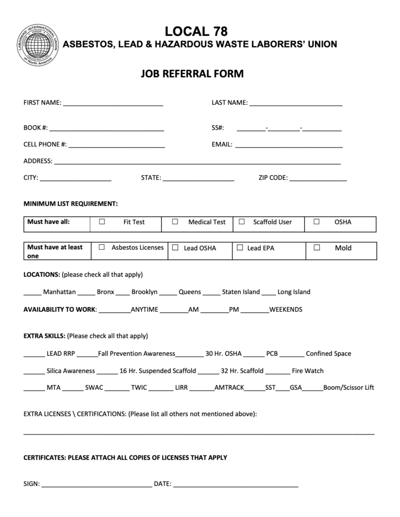 Forms - Laborers Local 78